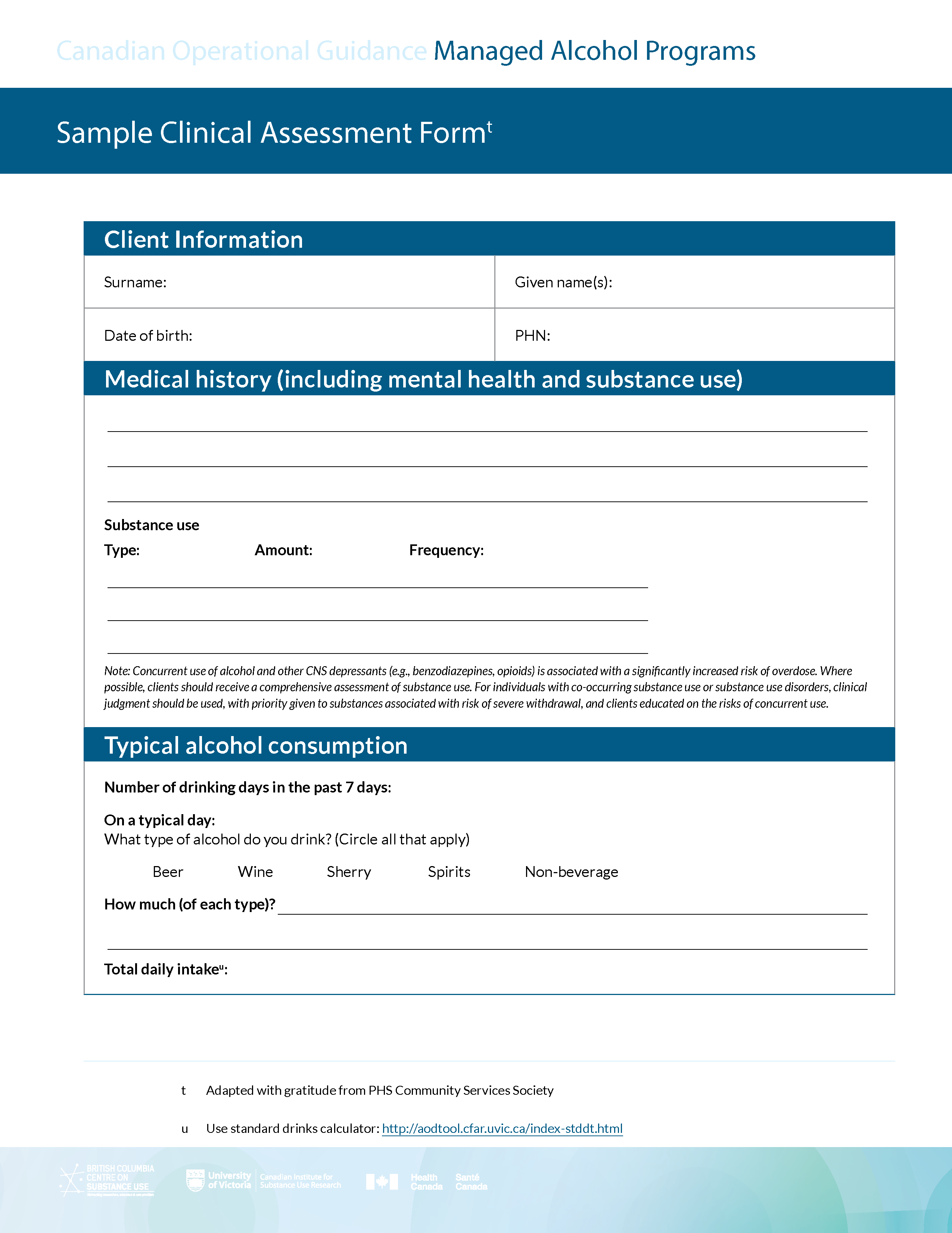 Image – Sample Clinical Assessment Form – BCCSU